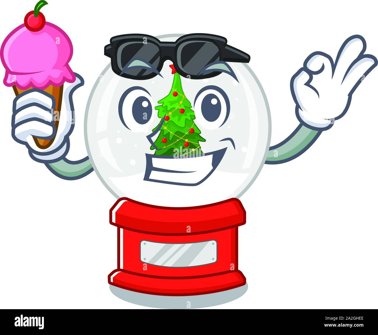 With ice cream christmas snow globe the cartoon shape Stock Vector ...