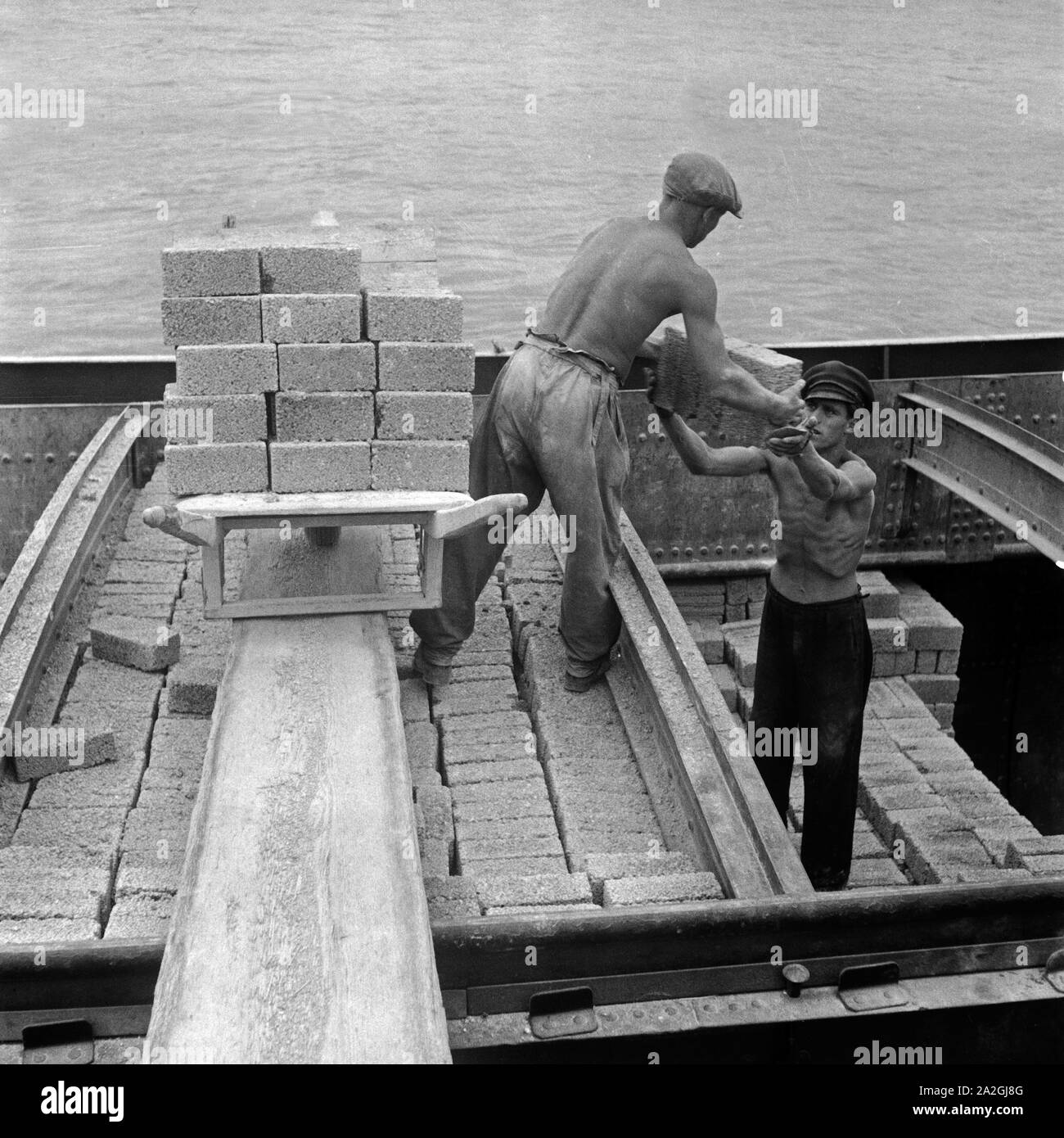 Rhine with cargo ship Black and White Stock Photos & Images - Alamy