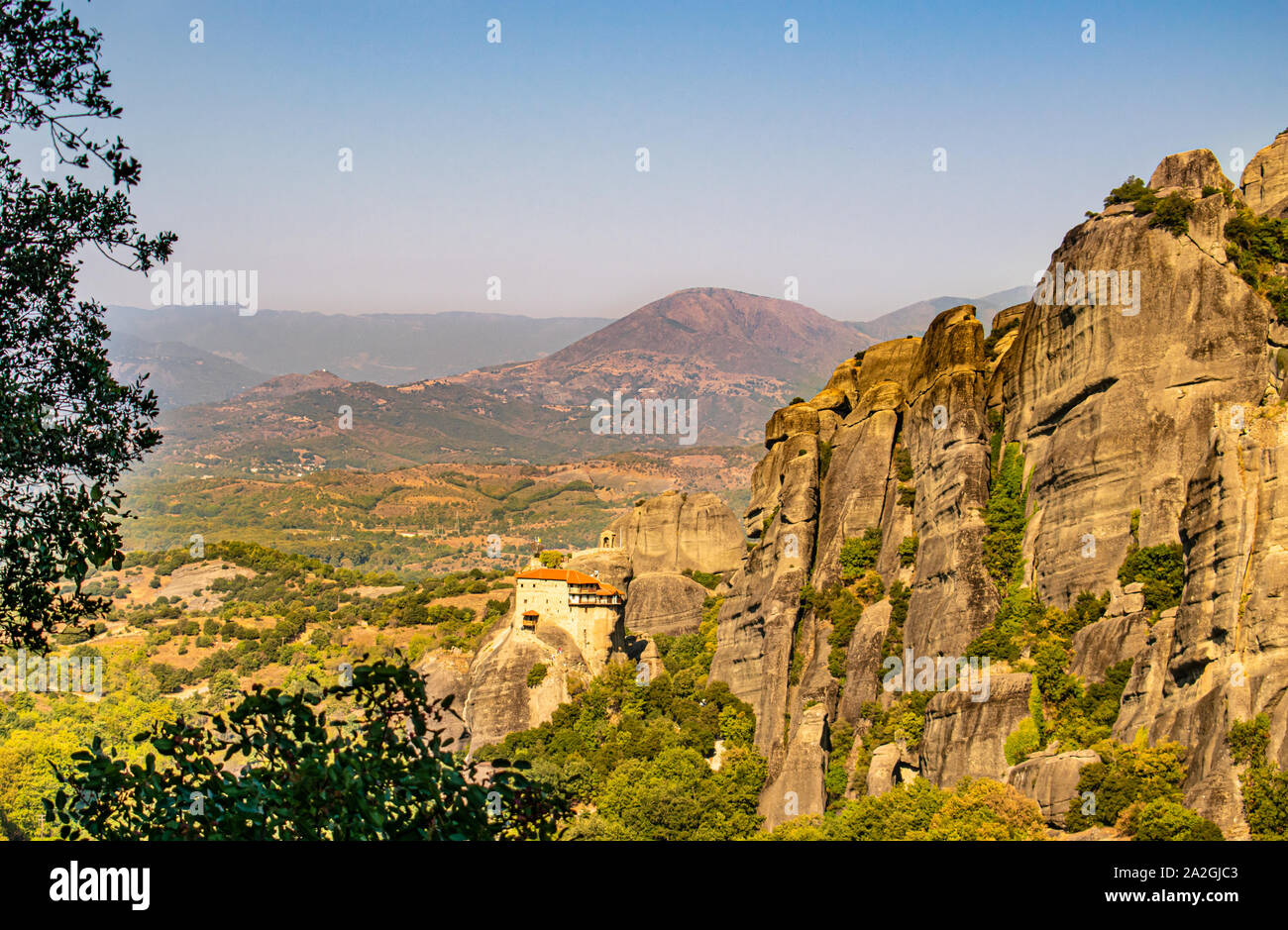 Monastery Meteora Greece. Stunning panoramic landscape. View of ...