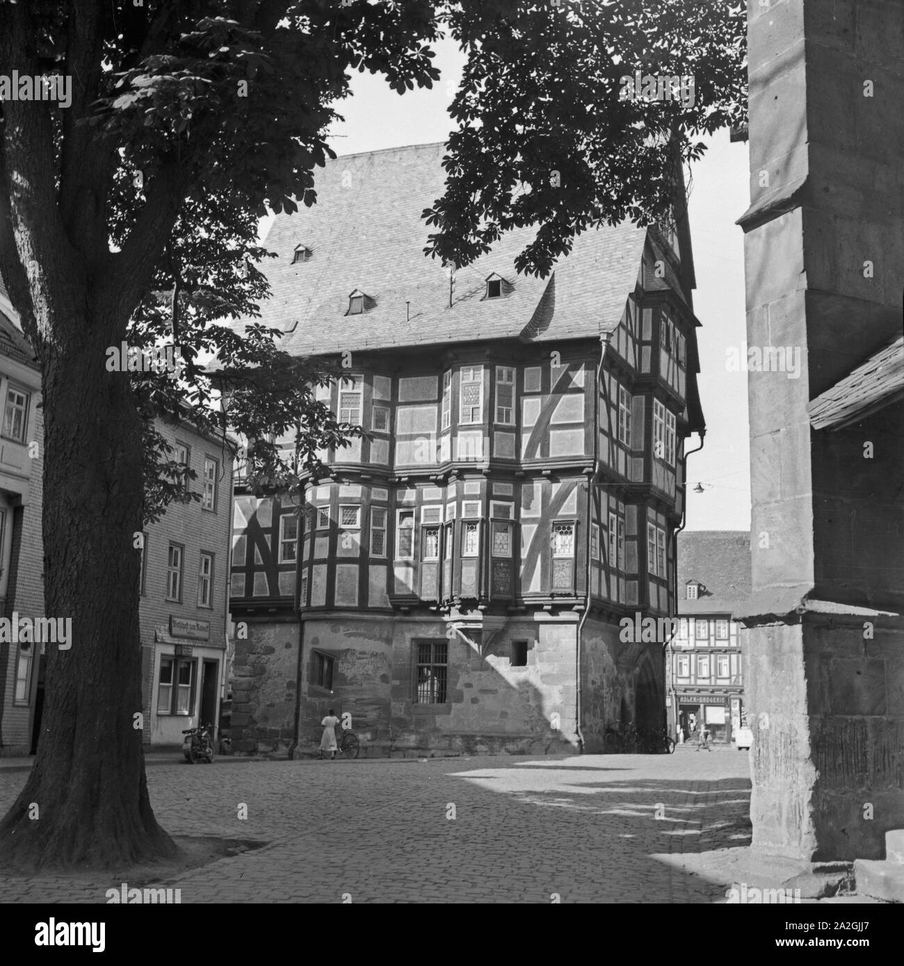 Rückseite des Rathauses in Alsfeld in Hessen, Deutschland 1930er Jahre ...