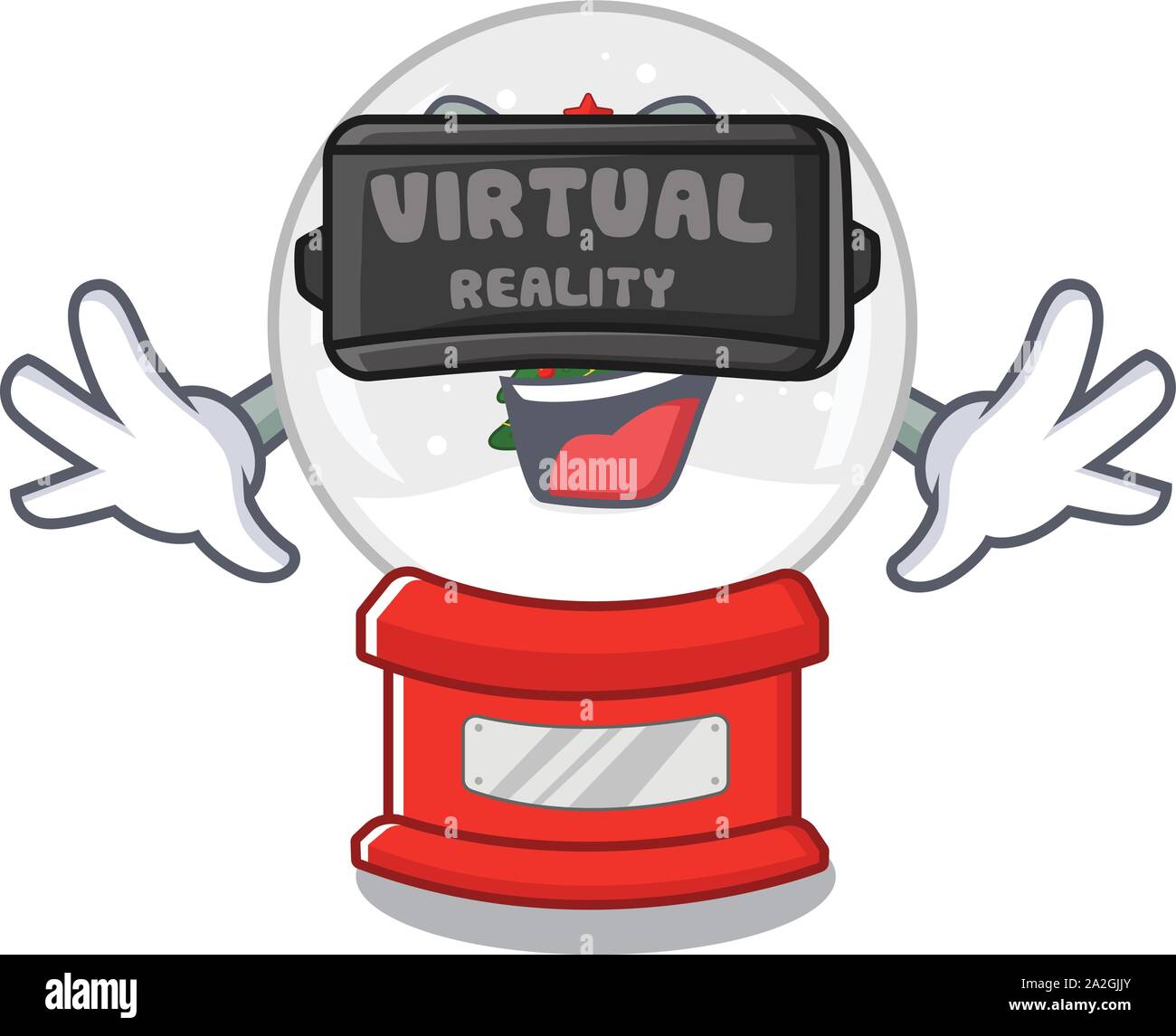Virtual reality christmas snow globe isolated with character Stock ...