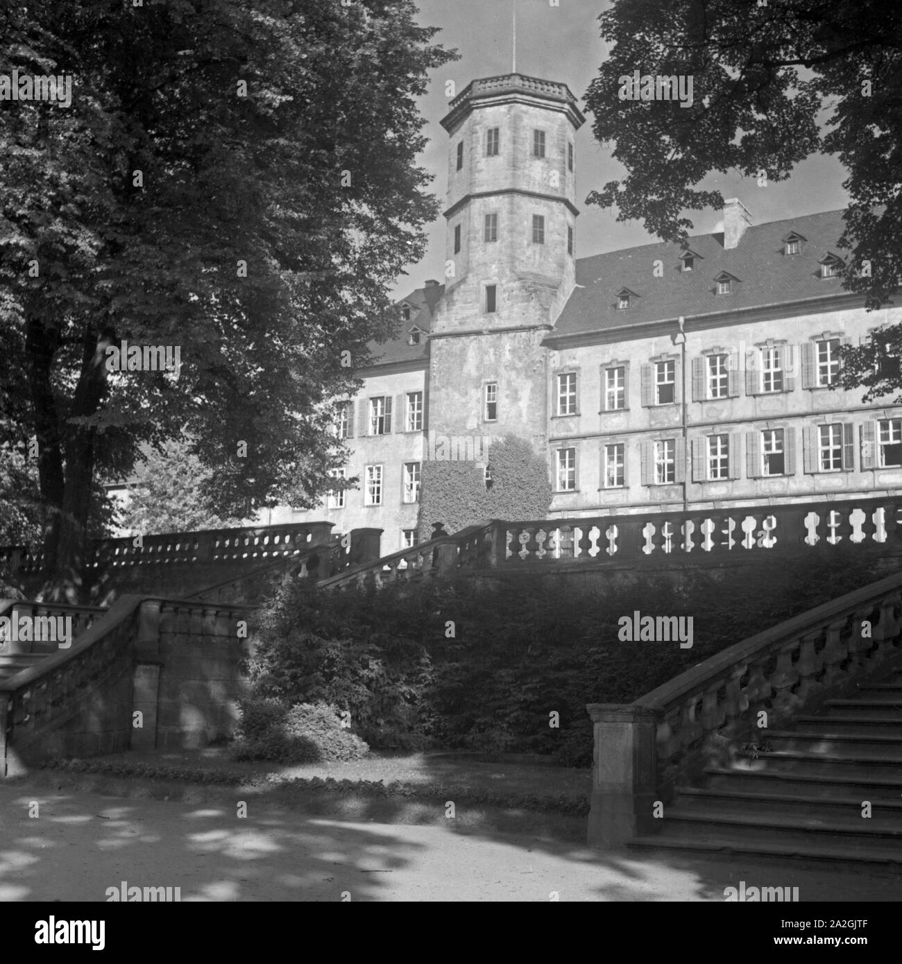 Blick auf den Turm am Stadtschloss in Fulda, Deutschland 1930er Jahre ...