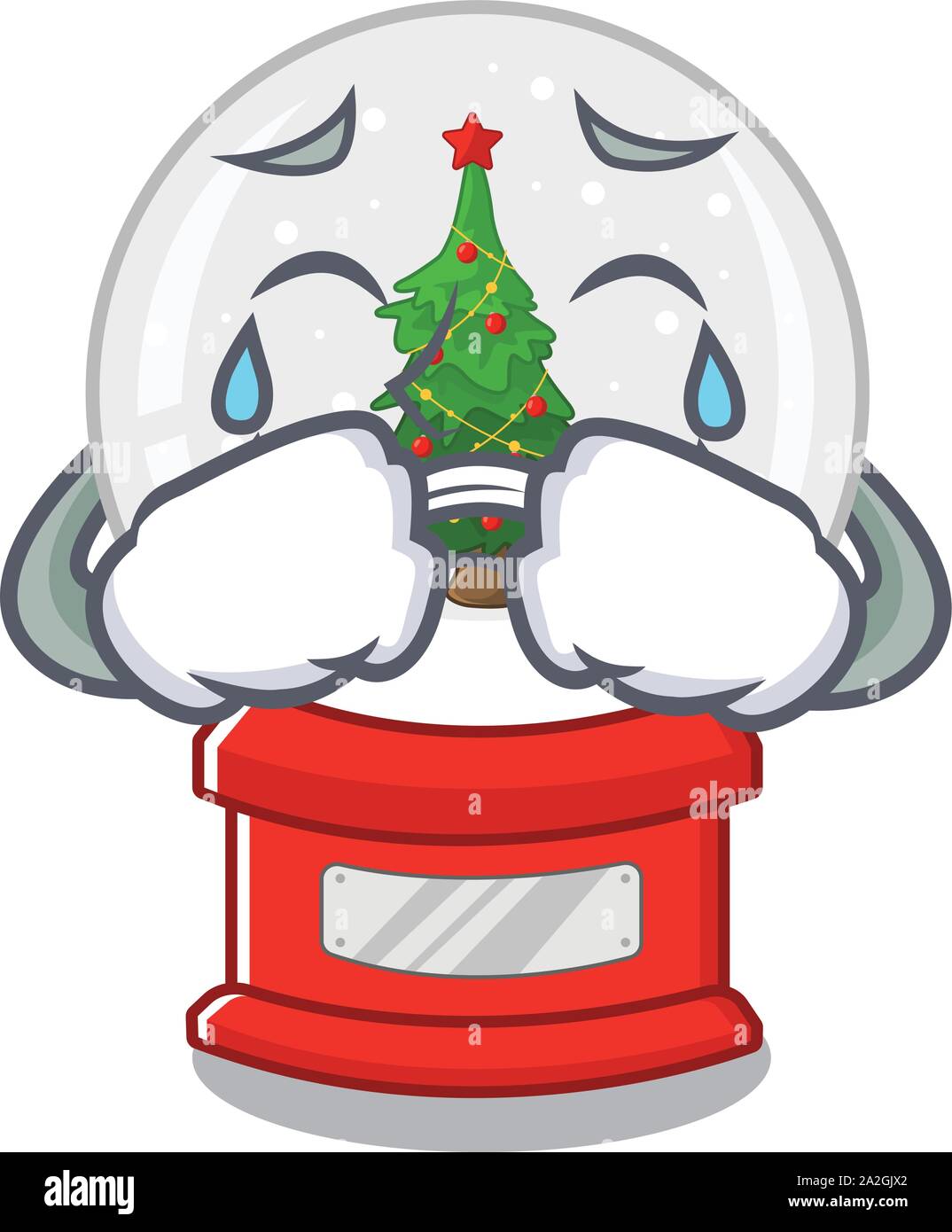 Crying christmas snow globe isolated with character Stock Vector Image ...