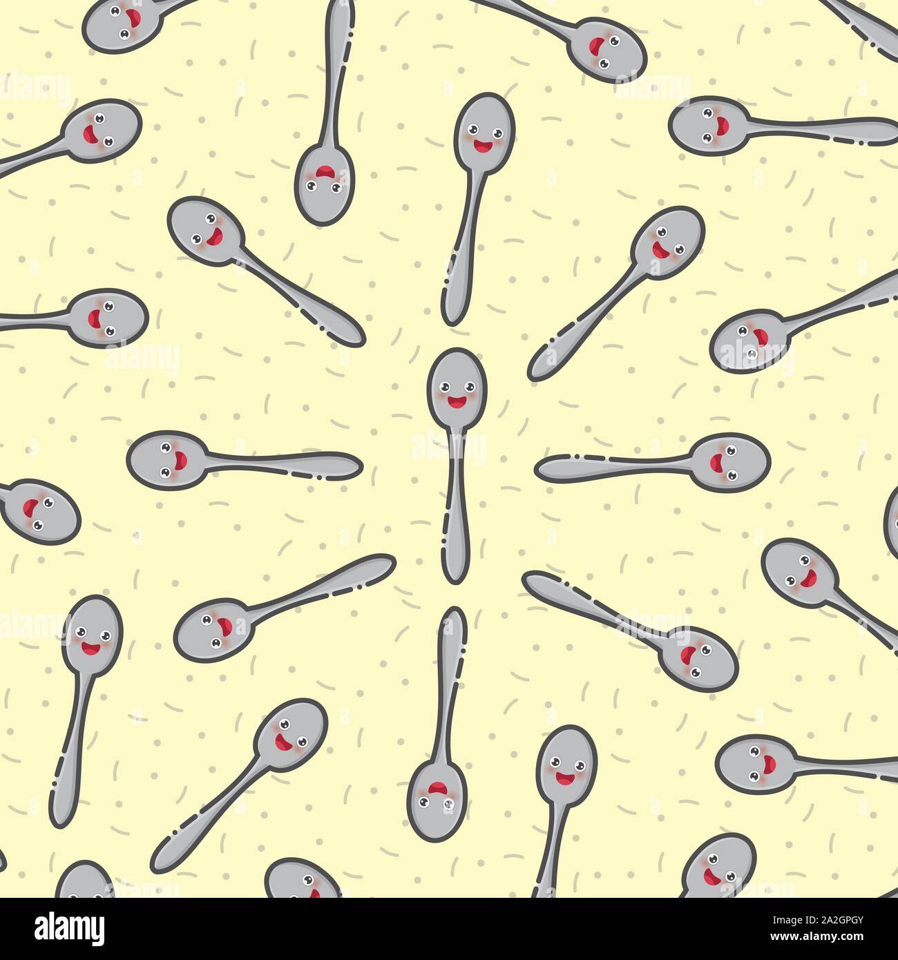 A Cute Illustration Background of Spoon with Gray and Yellow Color ...