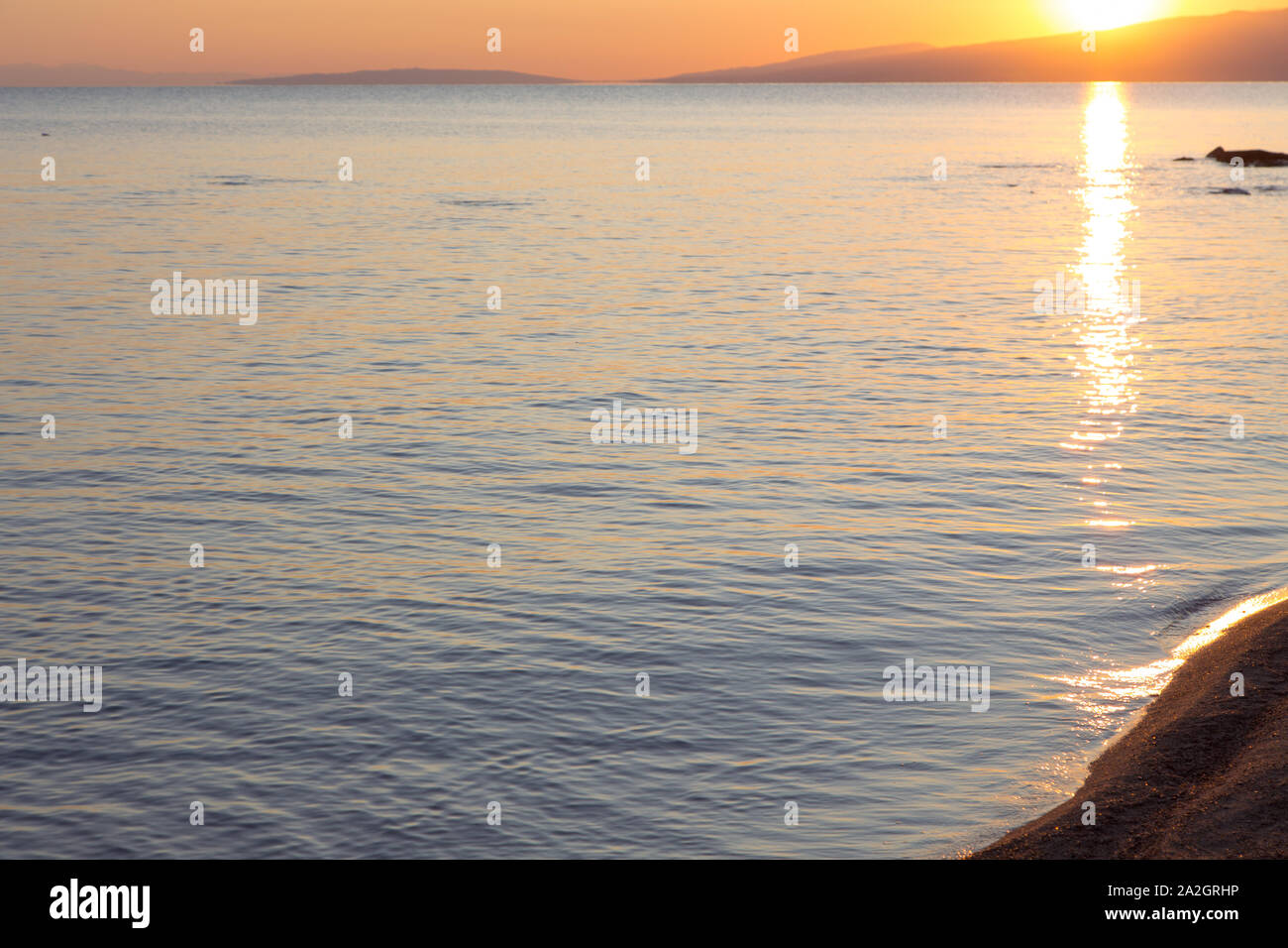 Clear water texture in blue and orange. Background of the ocean and the ...
