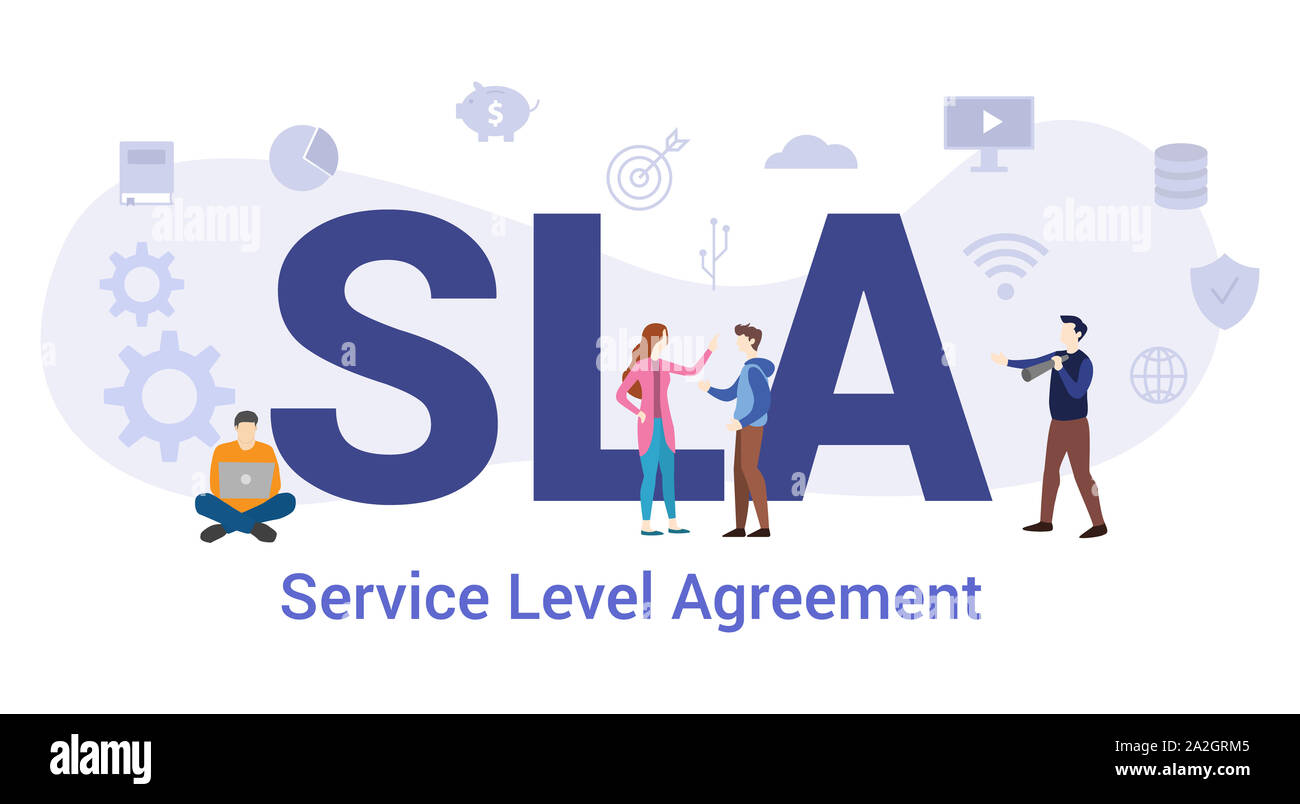 sla service level agreement concept with big word or text and team ...