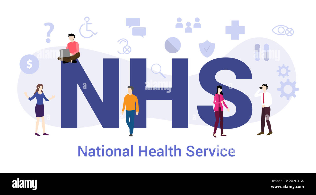 nhs national health service concept with big word or text and team ...