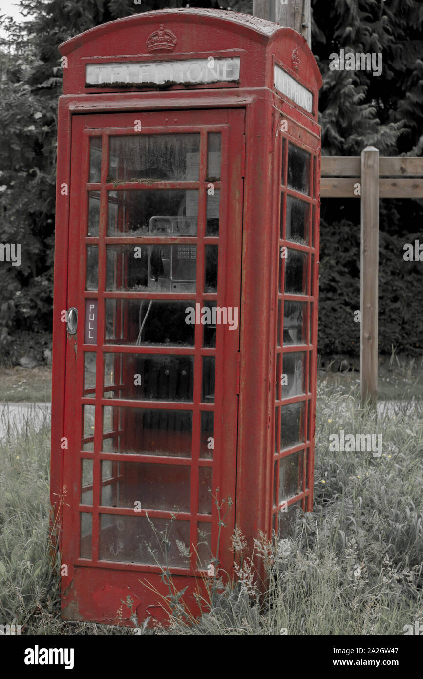 british rusty and retro phone booth Stock Photo - Alamy