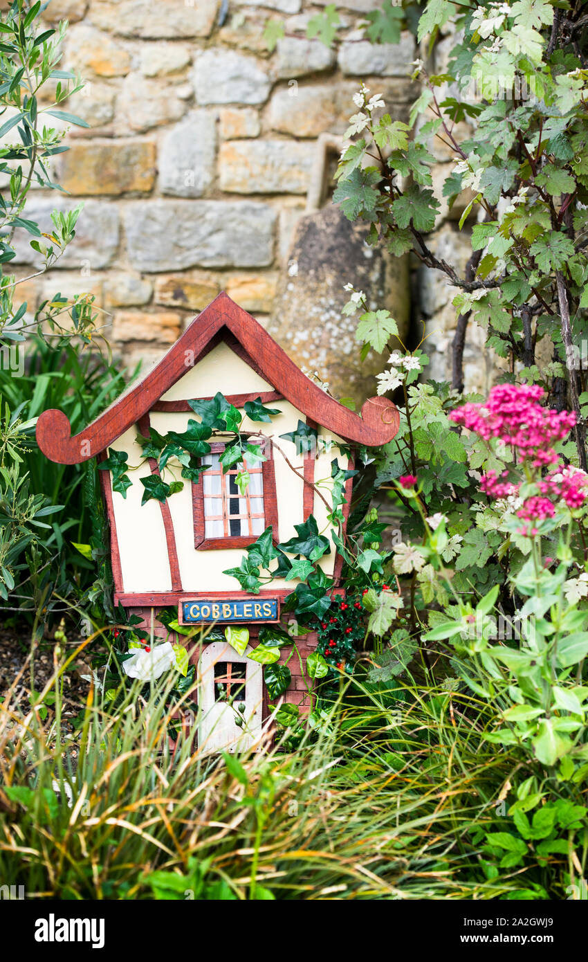 Hever Castle garden decoration, miniature cobblers house, red gabled ...