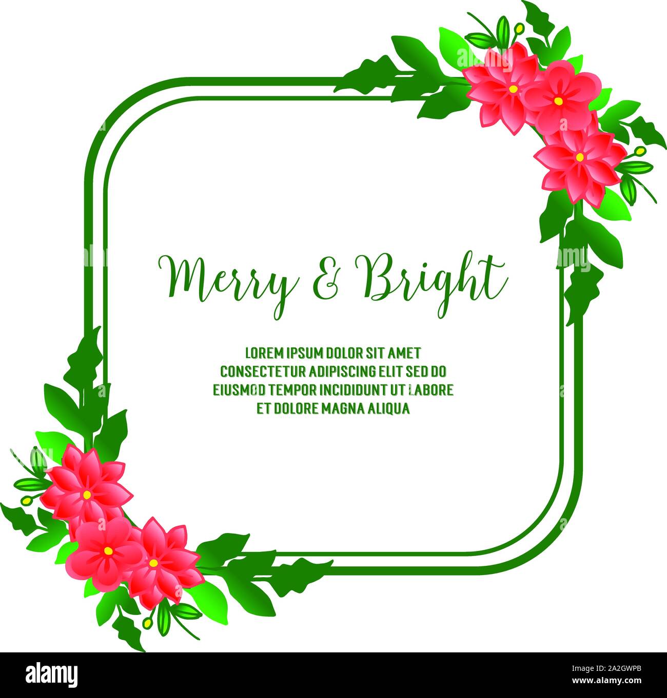 Calligraphy lettering merry and bright, isolated on white background ...