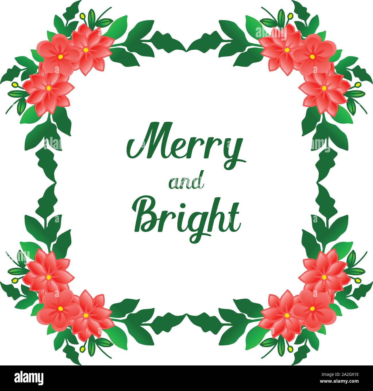 Calligraphy lettering merry and bright, isolated on white background ...