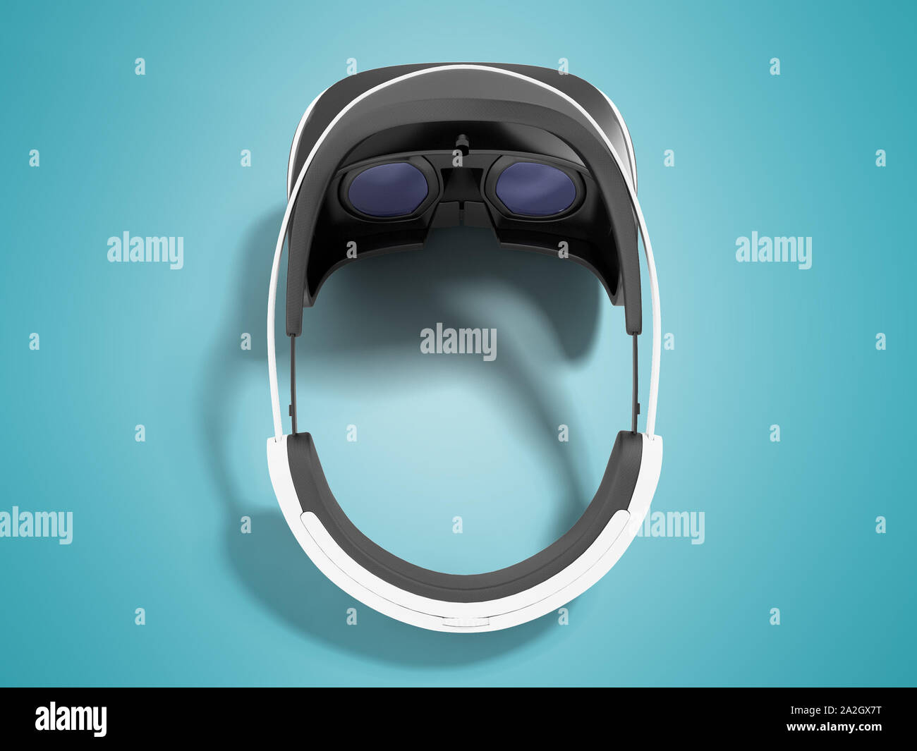 Modern white virtual reality glasses from above 3d render on blue ...