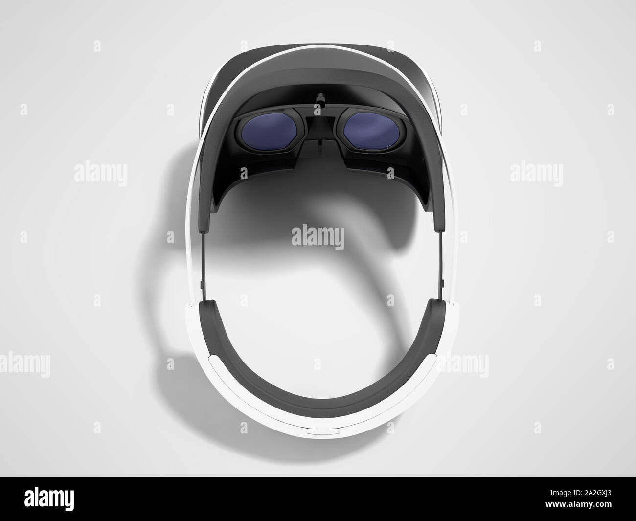Modern white virtual reality glasses from above 3d render on gray ...