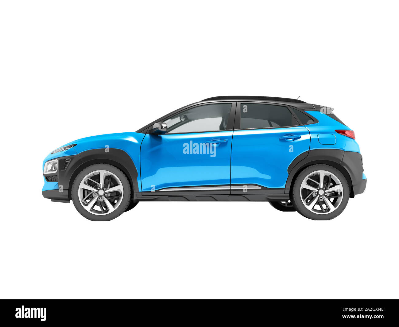 Modern blue car crossover 3D render on white background no shadow Stock ...
