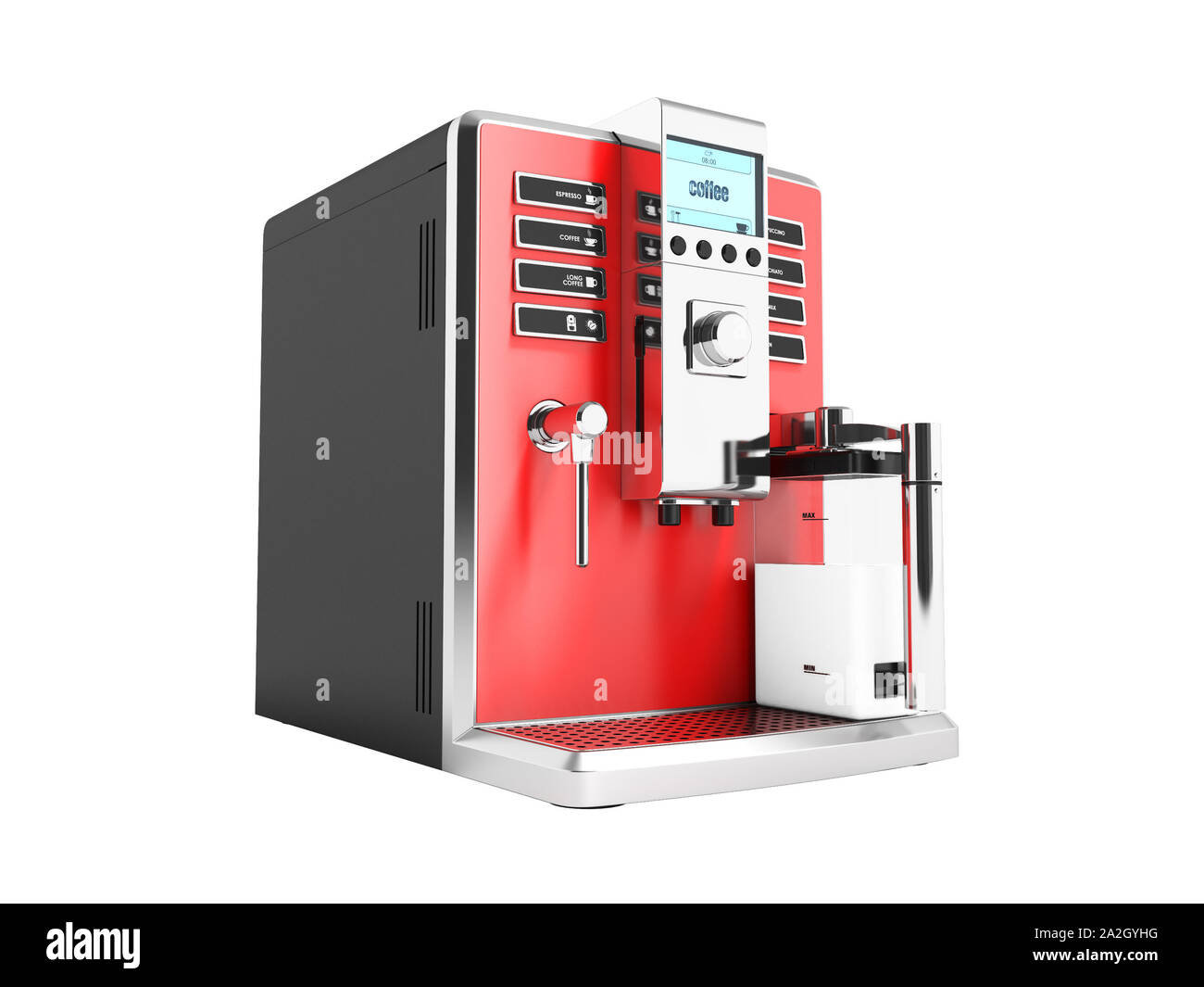 Modern red coffee machine for two mugs for coffee and cappuccino 3d ...