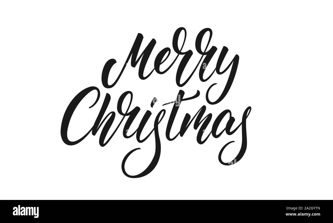 Merry Christmas Text Lettering Xmas Calligraphy Design Stock Vector