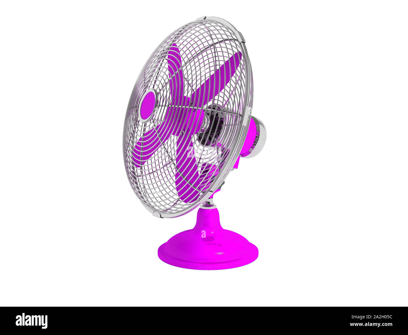 Modern purple fan on the table to cool the room on the right 3d render ...
