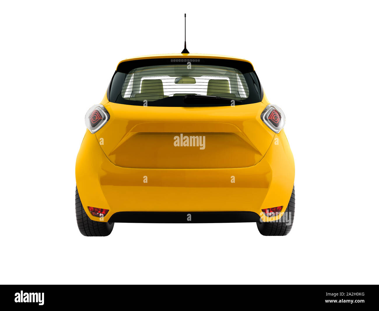 Modern yellow electric car hatchback for carrying passengers at the ...