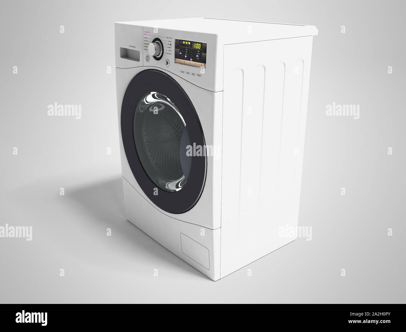 White washing machine for washing in the house 3d render on gray ...