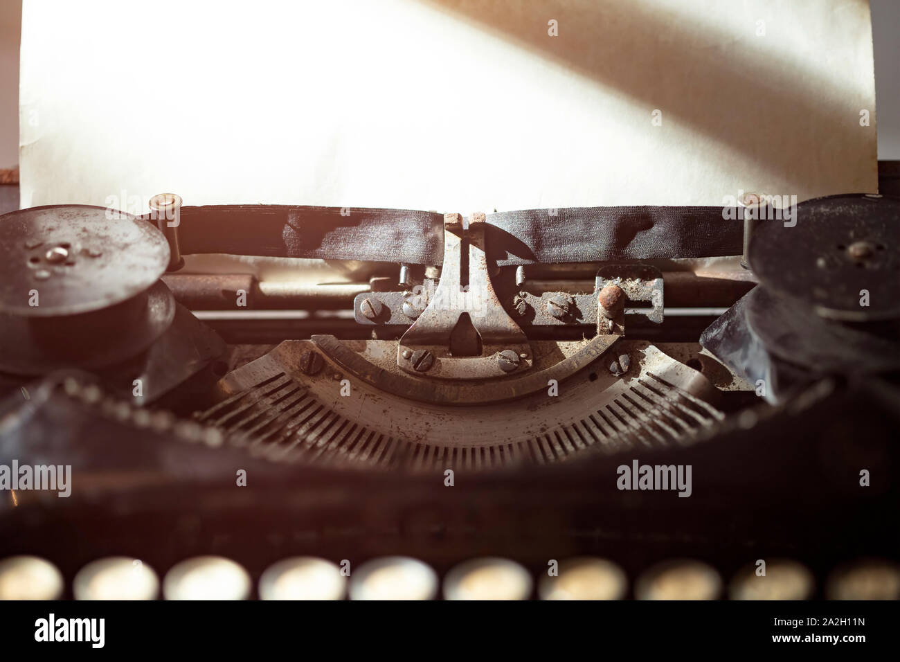 Antique typewriter. Vintage typewriter machine closeup photo Stock ...