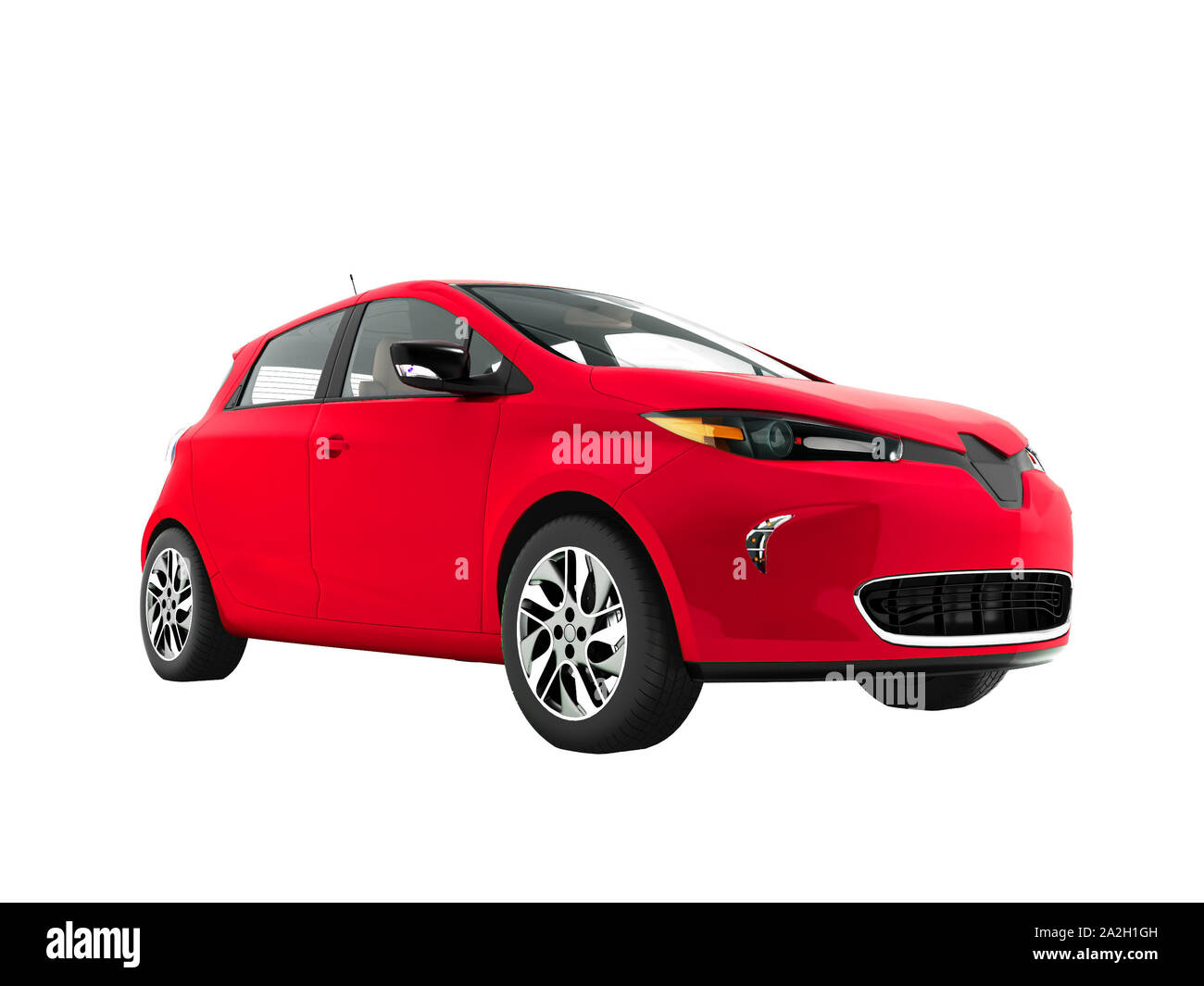 Modern red electric car for trips to the beach front 3d render not ...