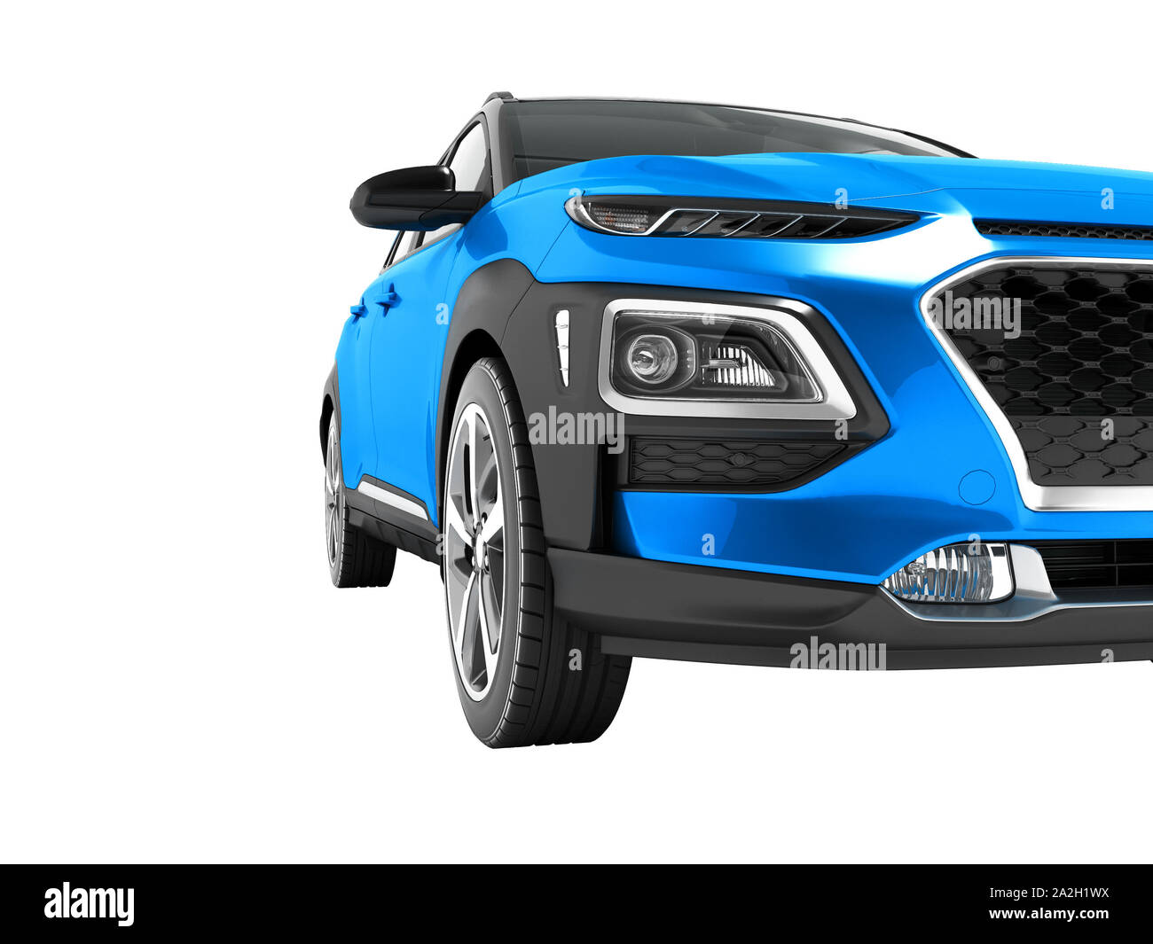 Modern car crossover in front for trips 3D rendering on white ...