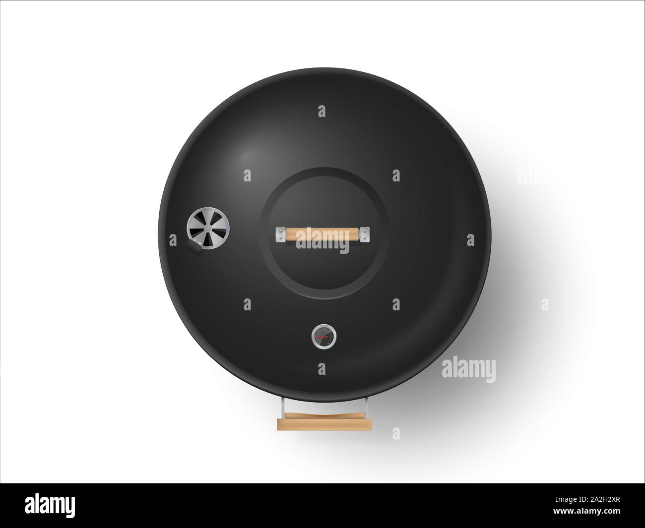 Round black closed barbecue grill top view realistic vector ...
