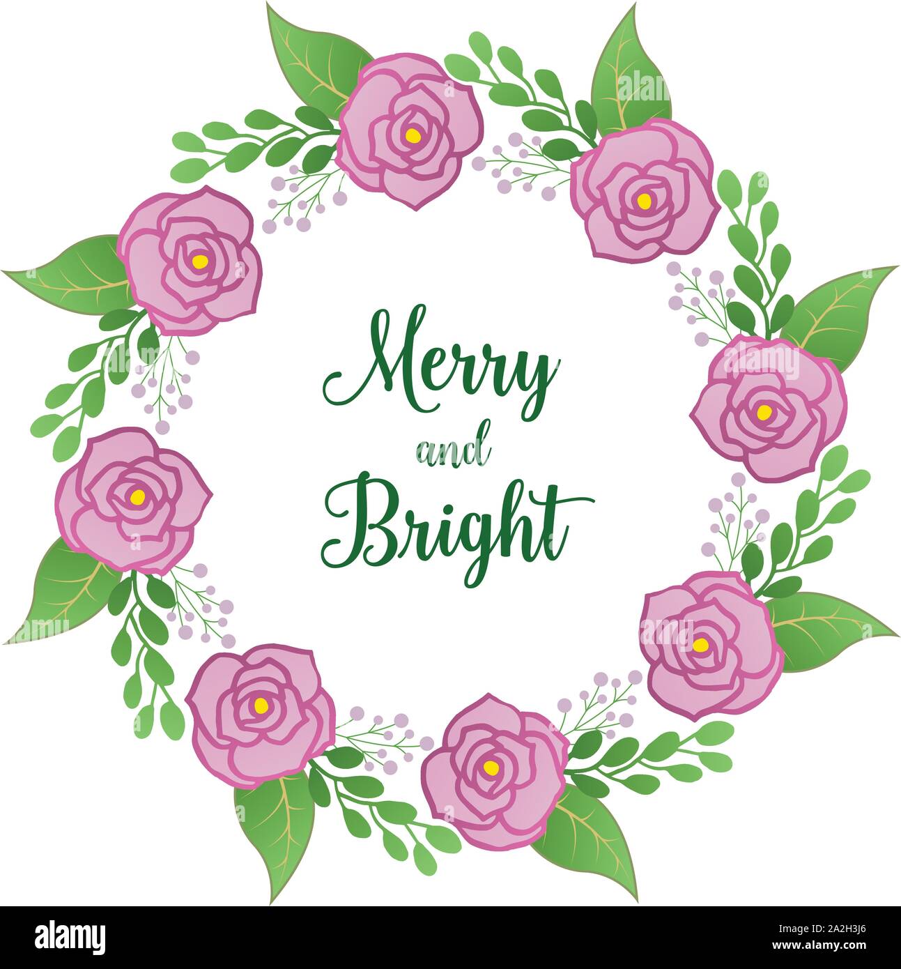 Cute pink rose flower frame background, for lettering of merry and ...