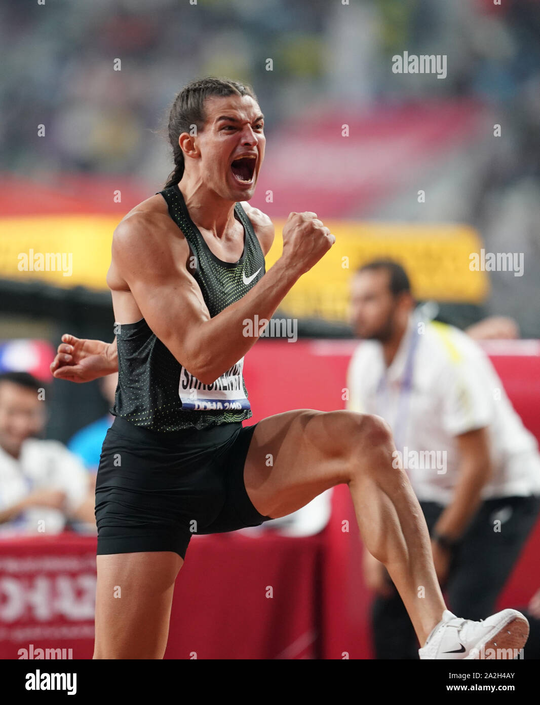 Doha, Qatar. 2nd Oct, 2019. Authorised neutral athlete Ilya Shkurenyov ...