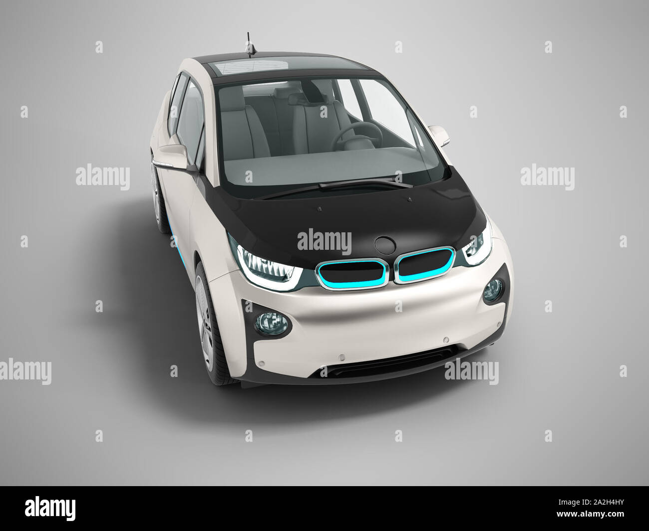 Modern gray electric car with black inserts for summer trips isolated ...