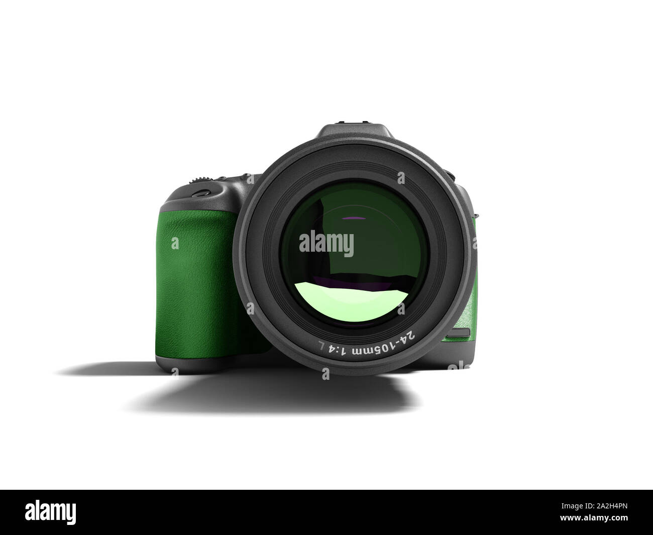Modern green professional camera for nature photography front 3d ...