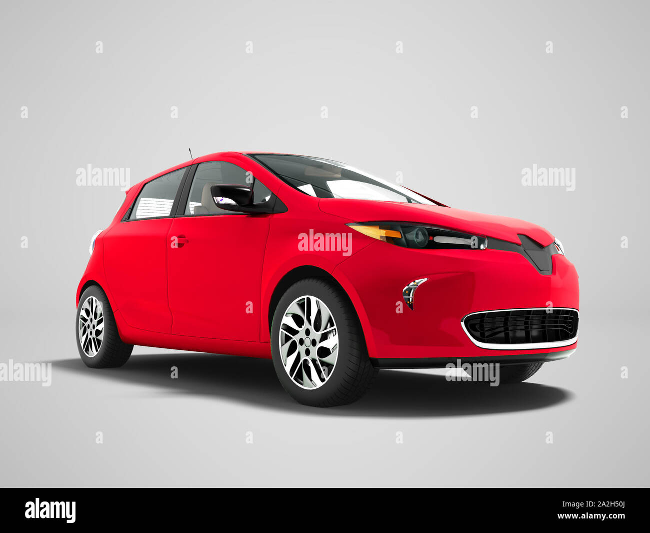 Modern red electric car for trips to the beach front 3d render not gray ...