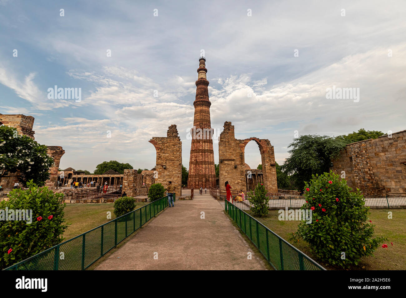 View of the Qutb Minar monument in the city of Delhi in India Stock ...