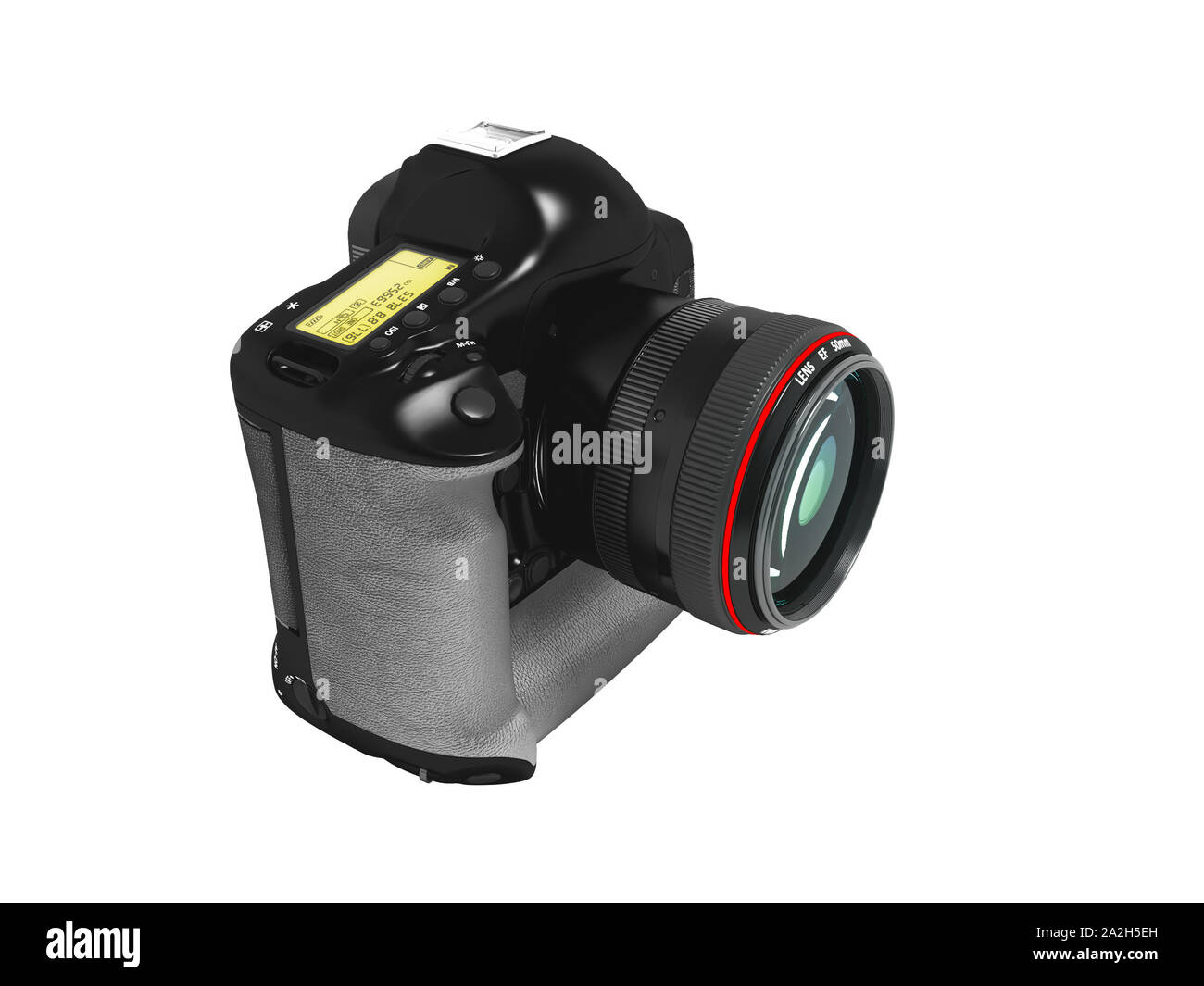 Modern black professional camera with gray leather inserts 3d render ...