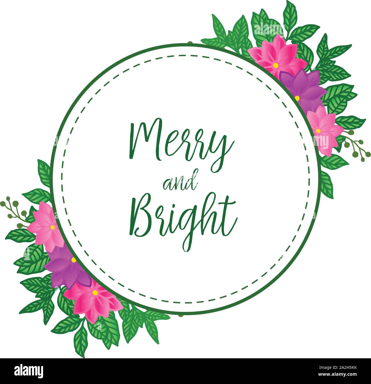 Ornate art of colorful wreath frame for template of card merry and ...