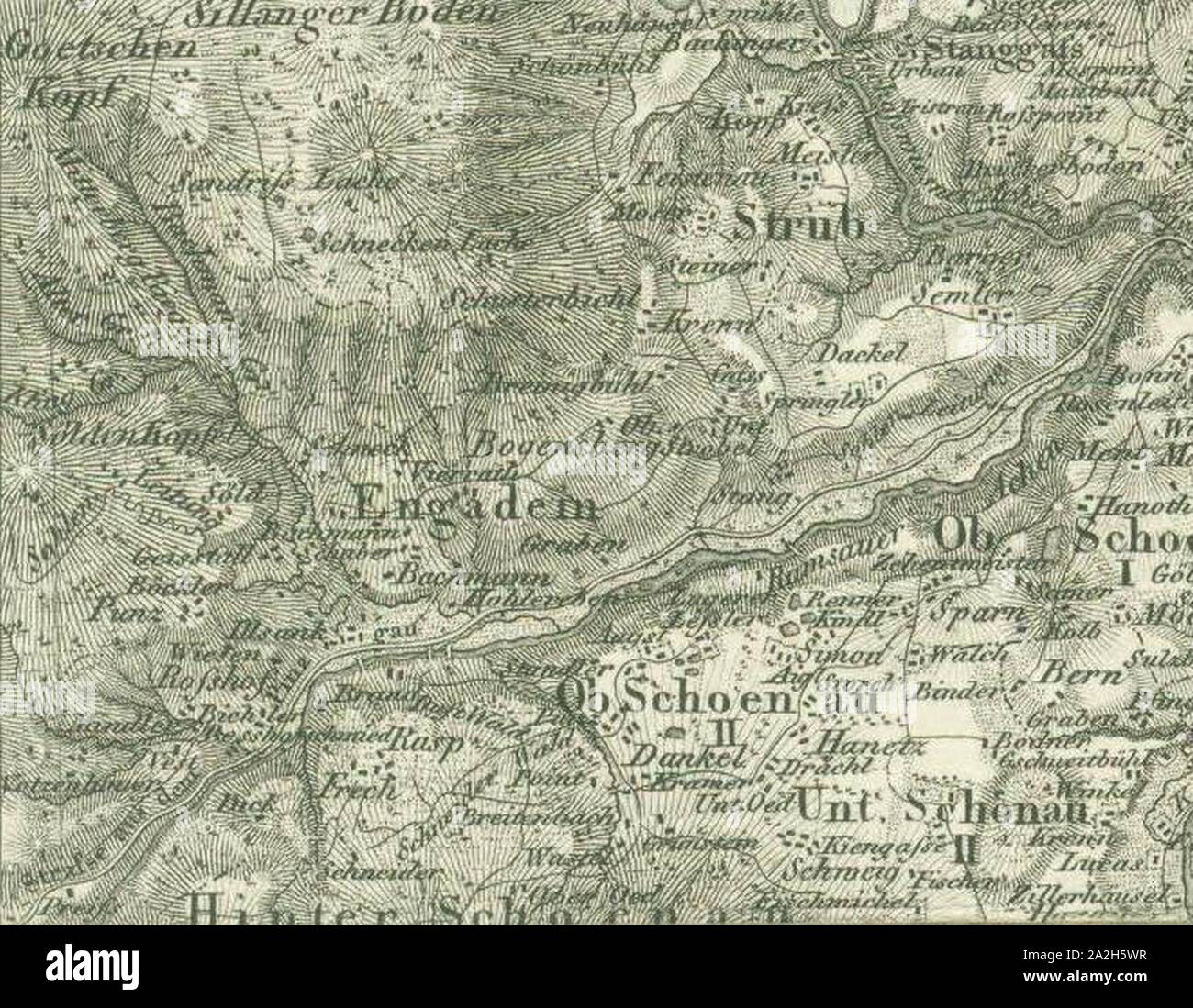 Engadey map early 19th century Stock Photo - Alamy