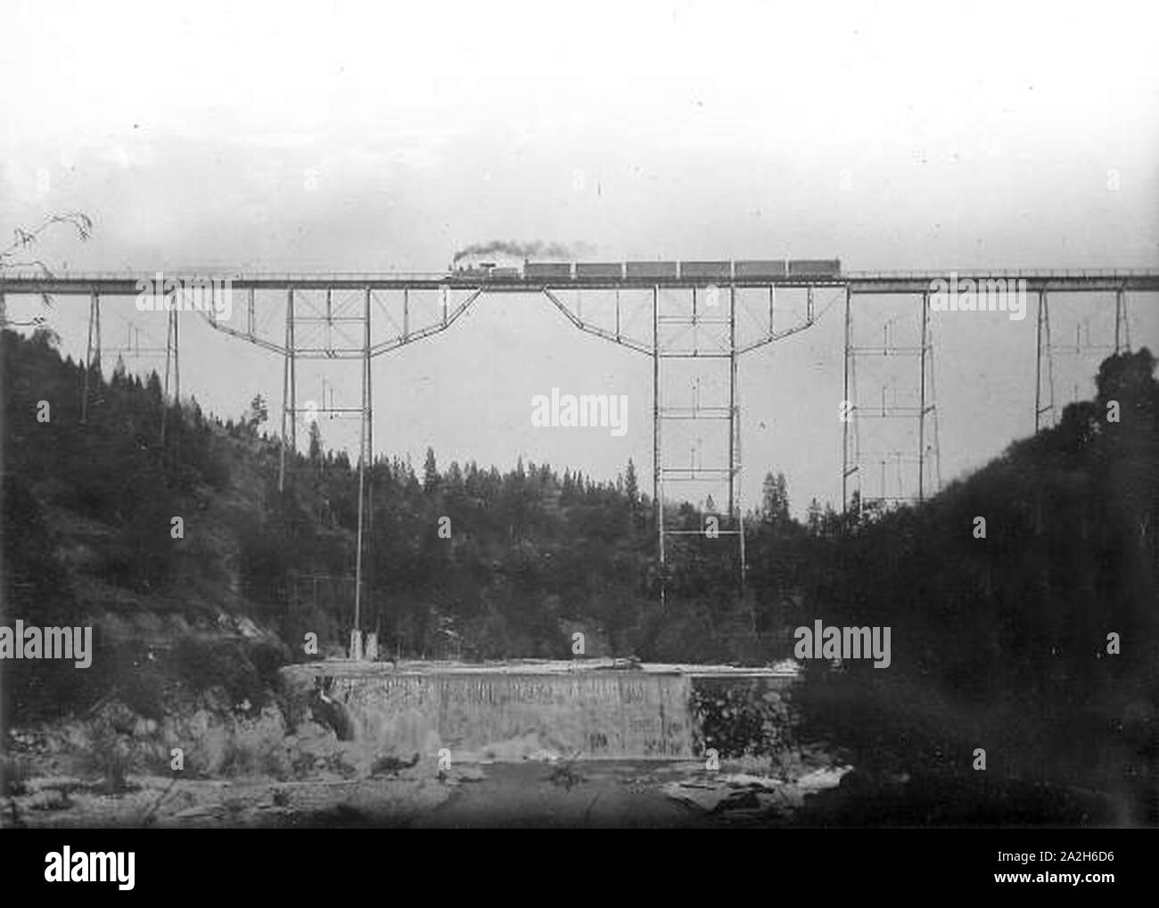 Engine No. 2 crossing the new steel bridge of Nevada County Narrow ...