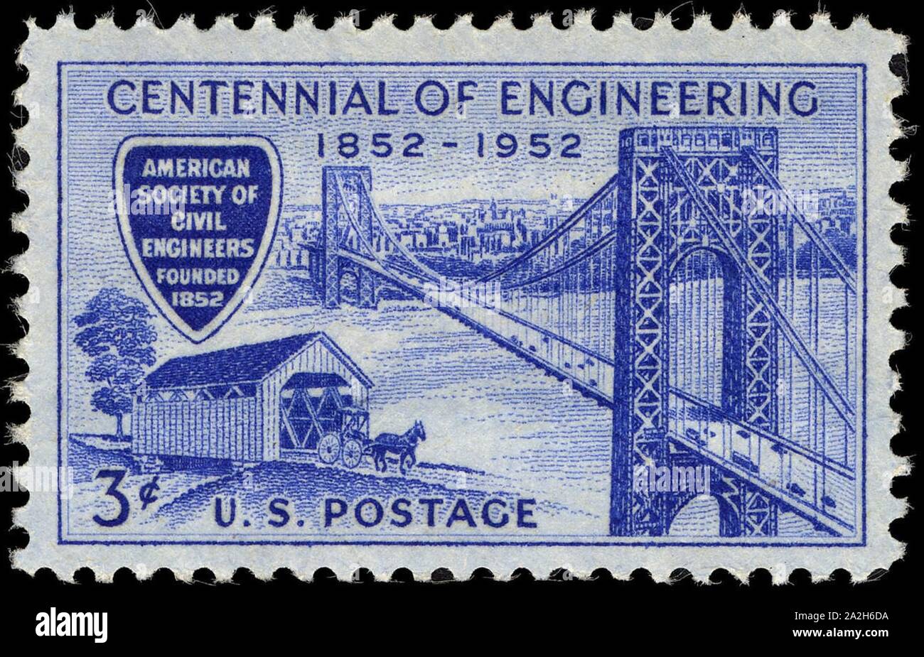 Engineering Centennial 3c 1952 issue U.S. stamp Stock Photo - Alamy