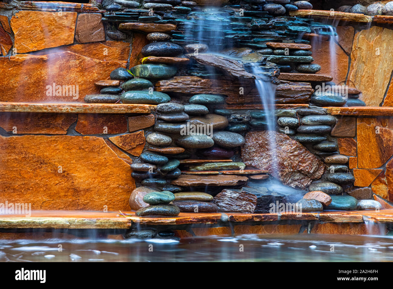 Cascade clean fountain freshness nature pool rock stone stream water ...