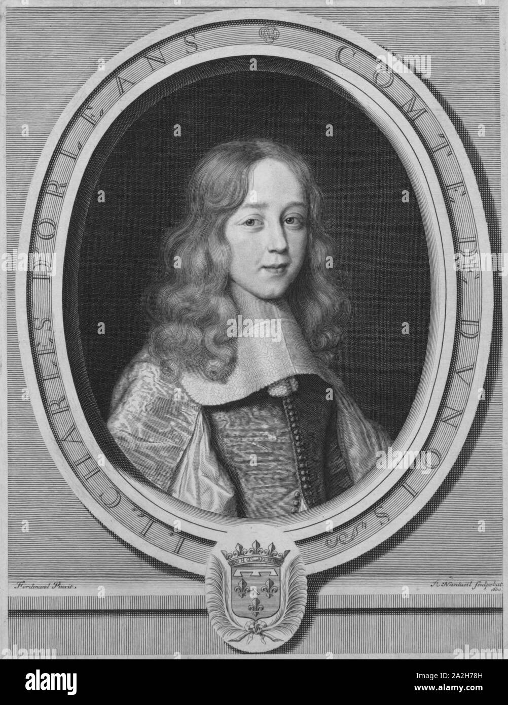 Engraved portrait of Jean Louis Charles d'Orléans (1646-1694), Duke of ...