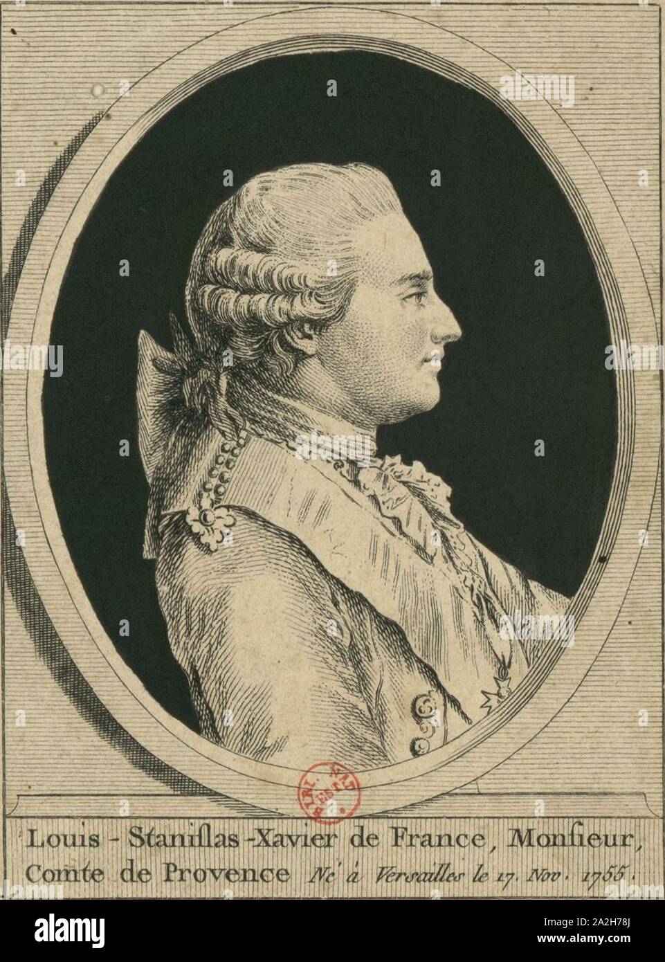 Engraved portrait of Louis XVIII of France - 18th century Stock Photo ...