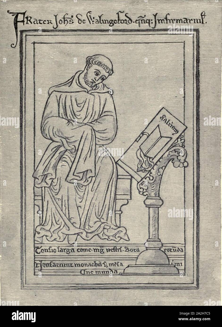 Engraving after Matthew Paris drawing of John of Wallingford (1255 ...