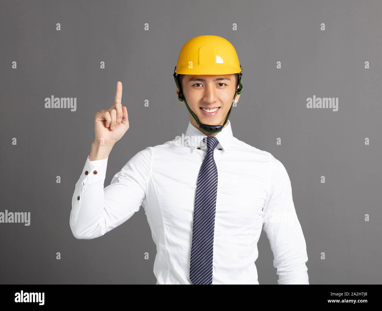 Construction worker pointing up hi-res stock photography and images - Alamy