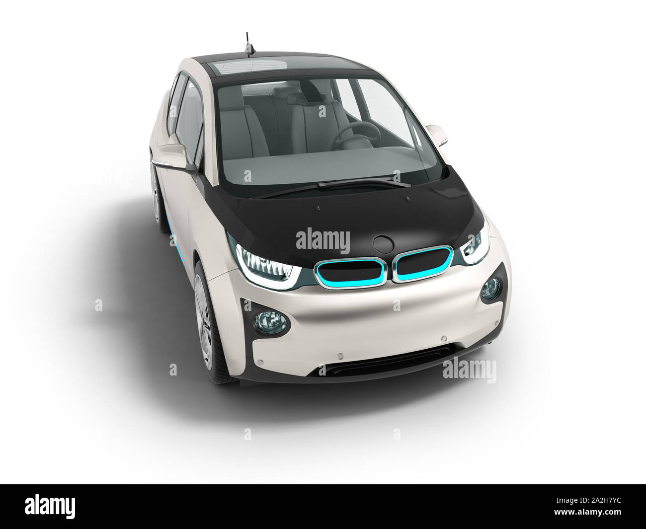 Modern gray electric car with black inserts for summer trips isolated ...