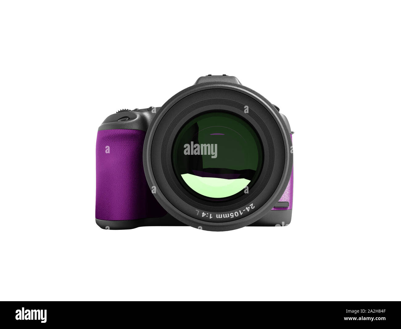 Modern purple professional camera for nature photography front 3d ...
