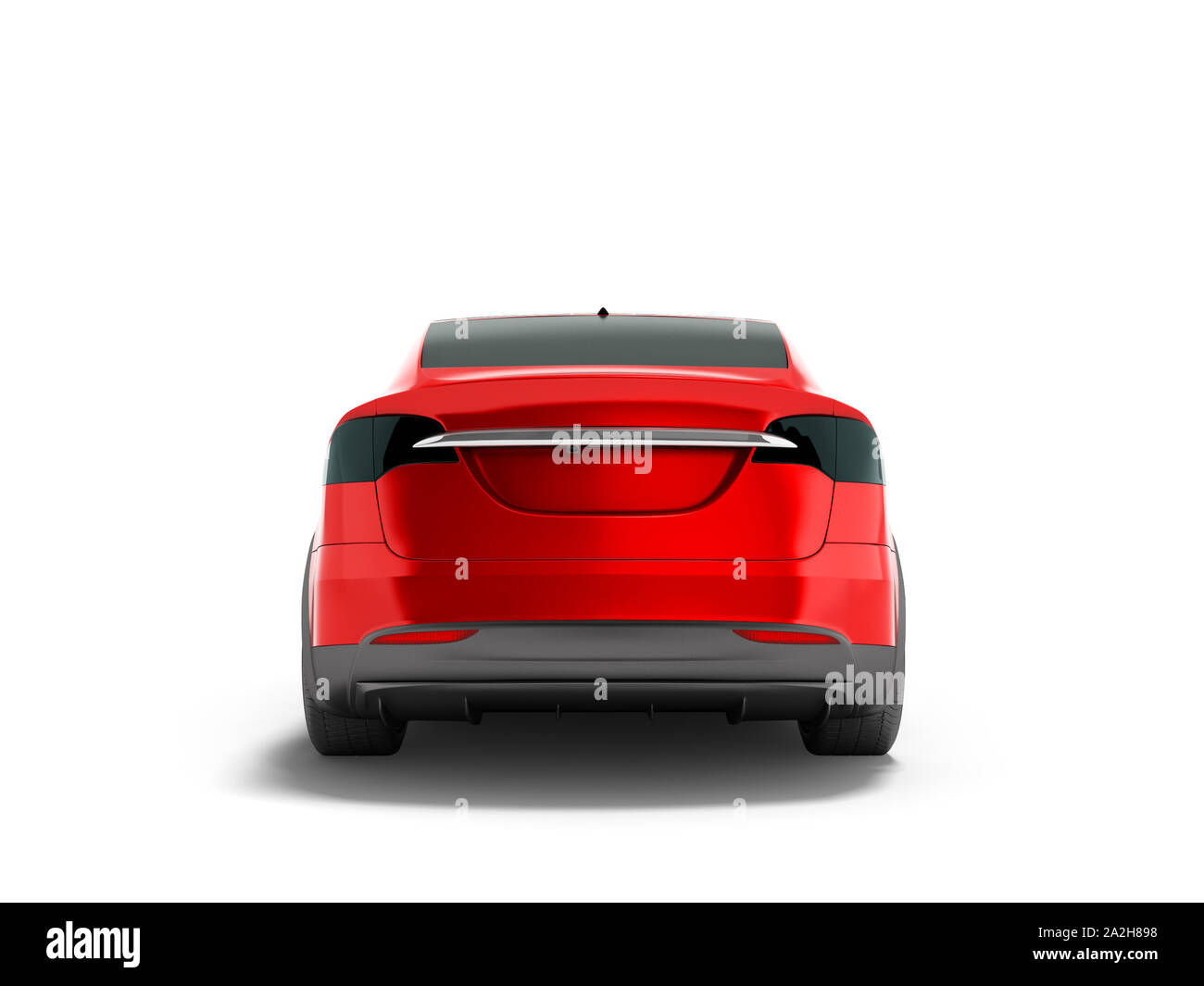 Modern red electric car for travel with family behind 3d render on ...