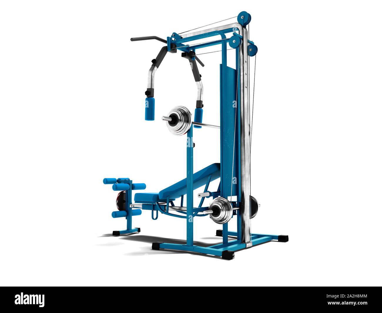 Modern blue sports simulator with black inserts for power load of legs ...