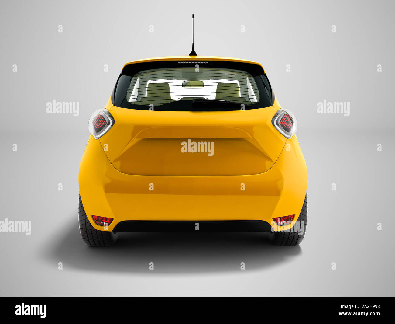 Modern yellow electric car hatchback for carrying passengers at the ...