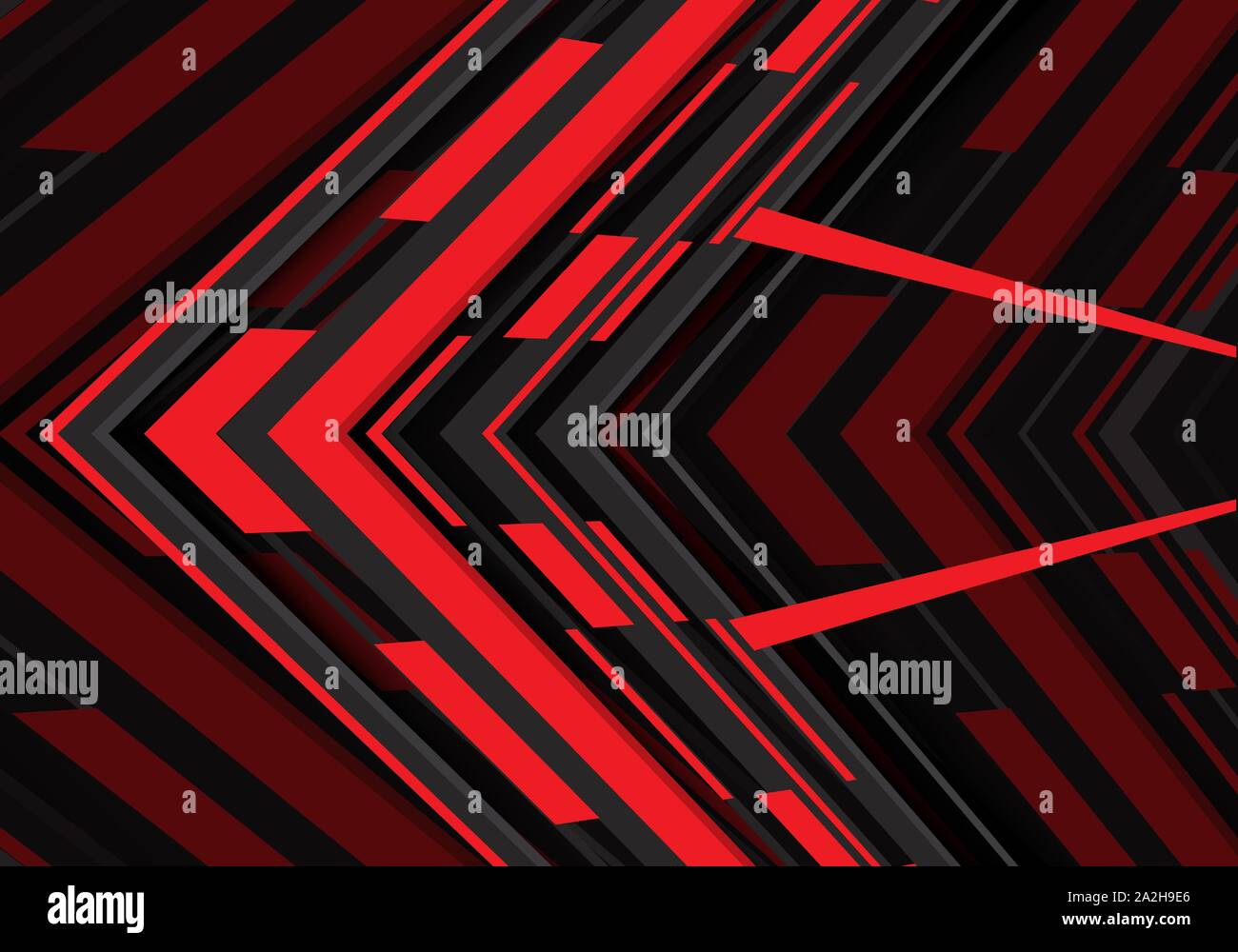 Abstract red black arrow geometric direction on grey blank space design ...