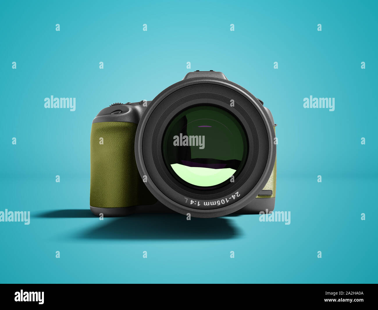 Modern yellow professional camera for nature photography front 3d ...